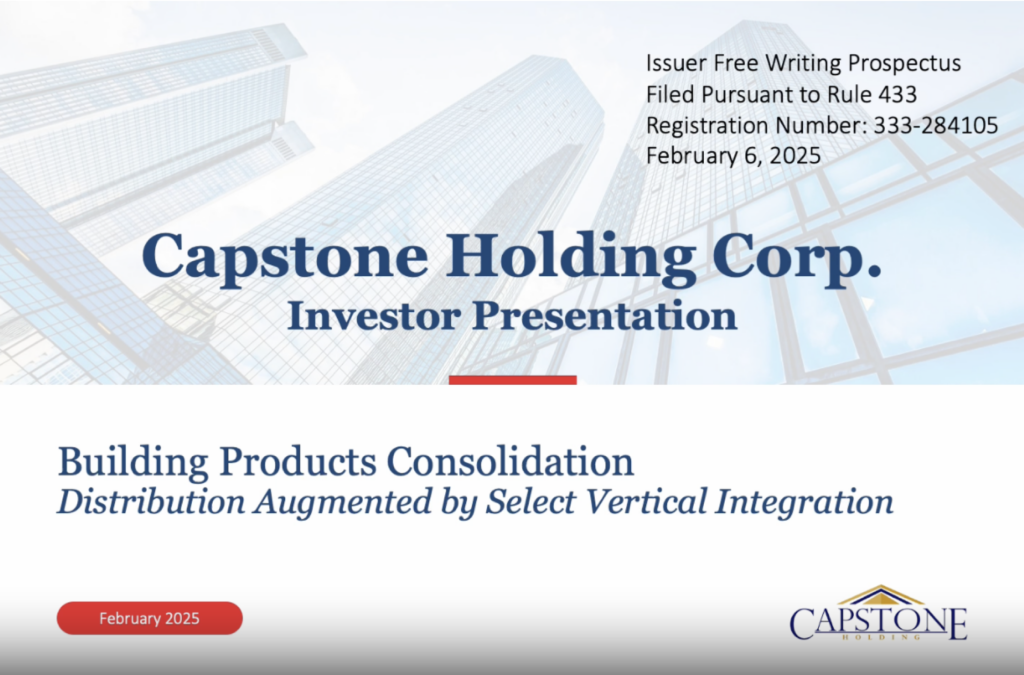 Investor Presentation | Capstone Holding Corp